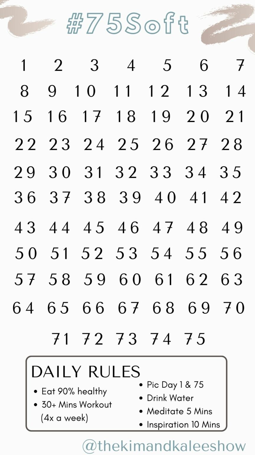 Free 75 Soft Printable Calendar, Worksheet & Template – 75 Soft